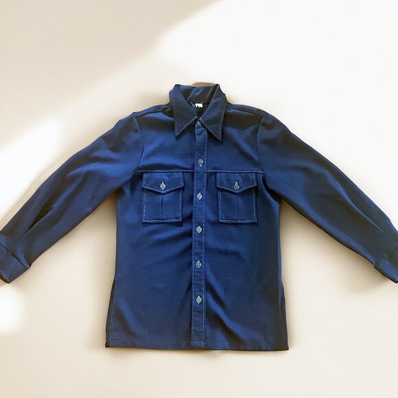 Jackets & Coats | Vintage Mens Dark Navy Long Sleeve Retro Long ...